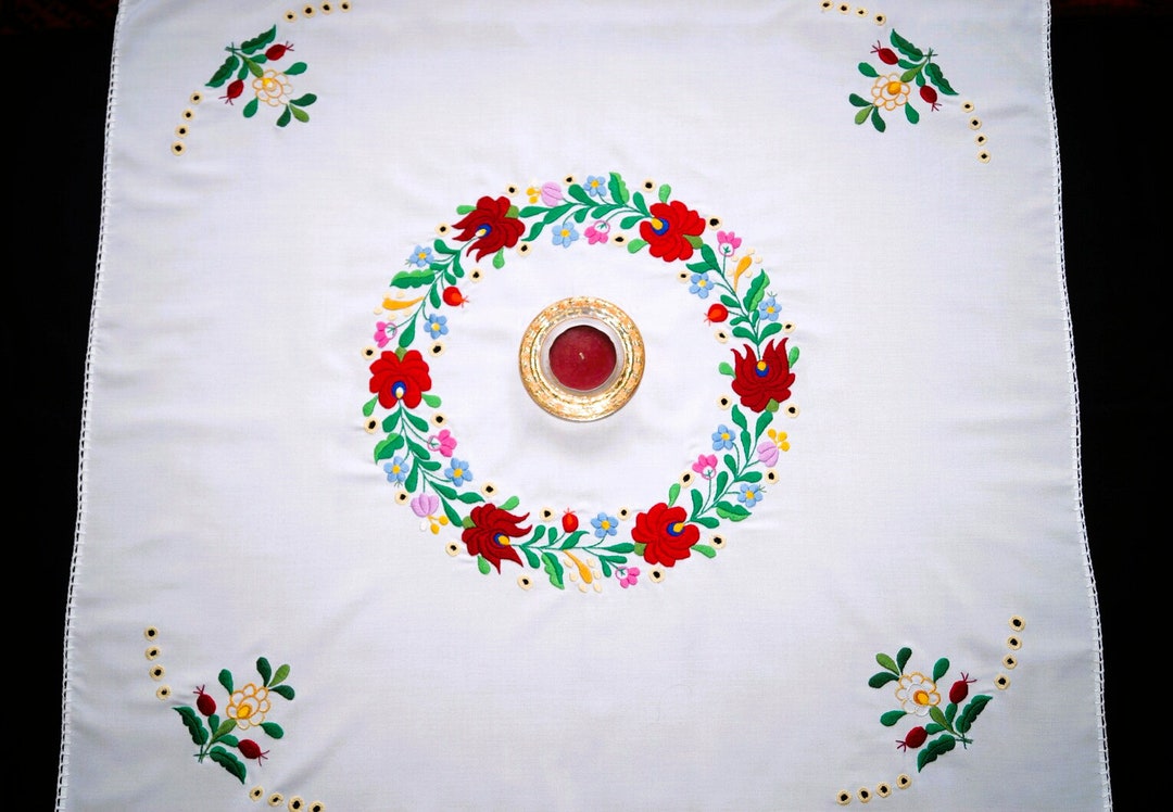 Hungarian Matyo Tablecloth 88/ 87 Cm, Ethnic Embroidered Home ...