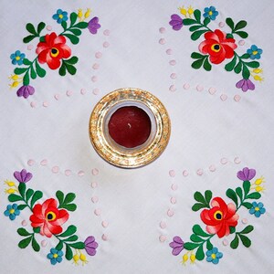 Hungarian Matyo Tablecloth 92/ 90 Cm, Hand Embroidered Home Decoration ...