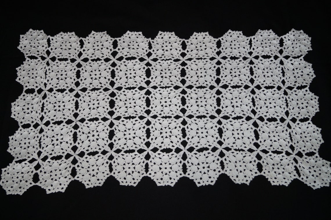White Crochet Table Runner 75 Cm/40 Cm Table | Etsy