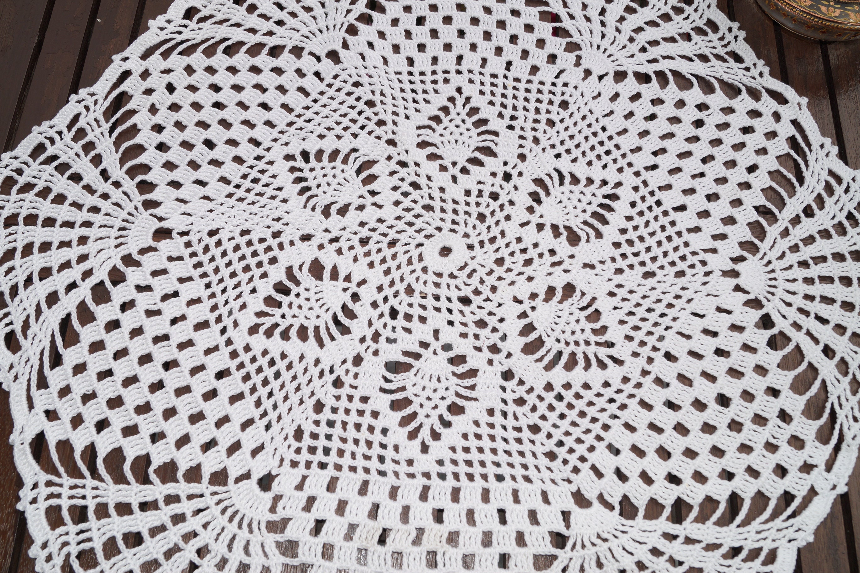 White Crochet Doily Circle Doily 49 Cm. Table Decoration | Etsy