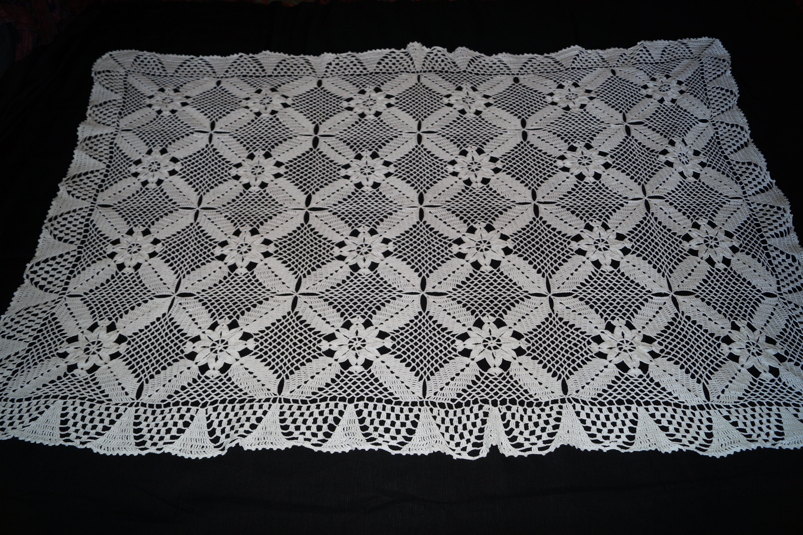 White Crochet Rectangle Tablecloth 145 Cm./ 90 Cm. Table | Etsy