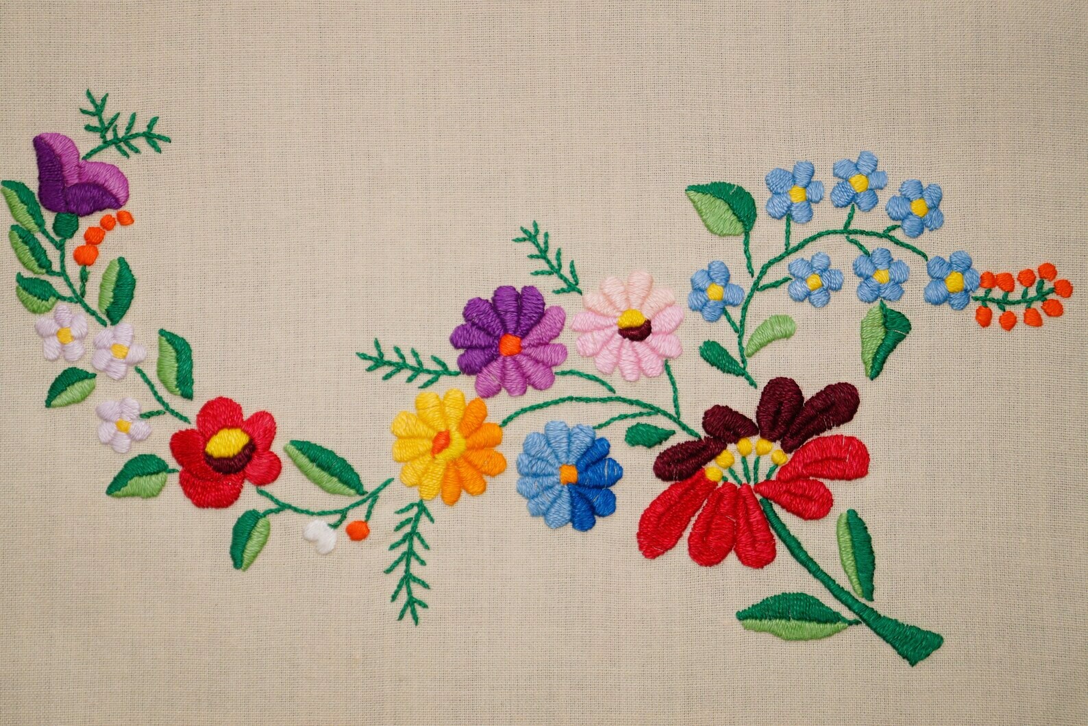 Hungarian Kalocsa Tablecloth 55/ 54 Cm, Hand Embroidered Home ...