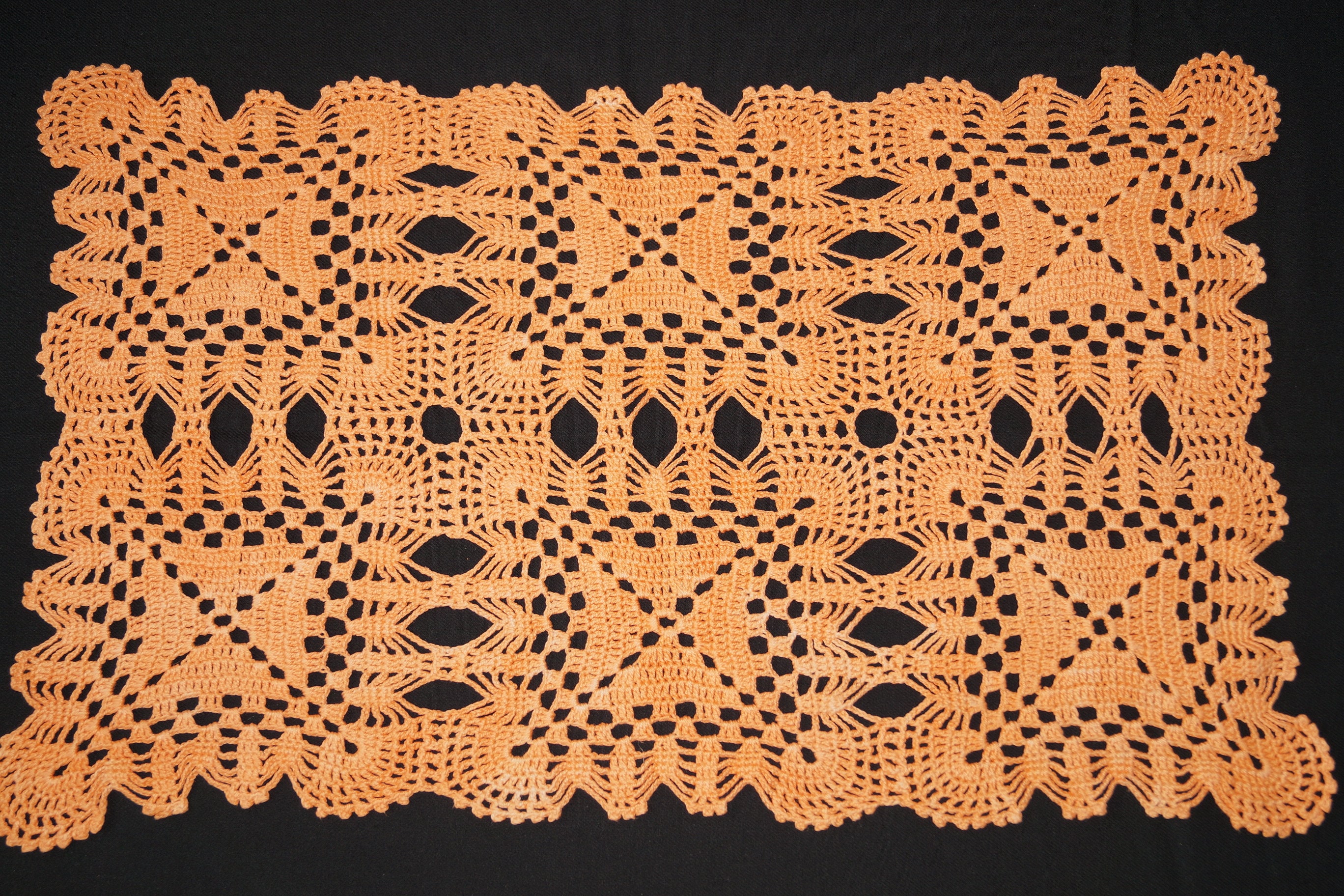 Orange Crochet Rectangle Tablecloth 49 / 30 Cm. Table - Etsy
