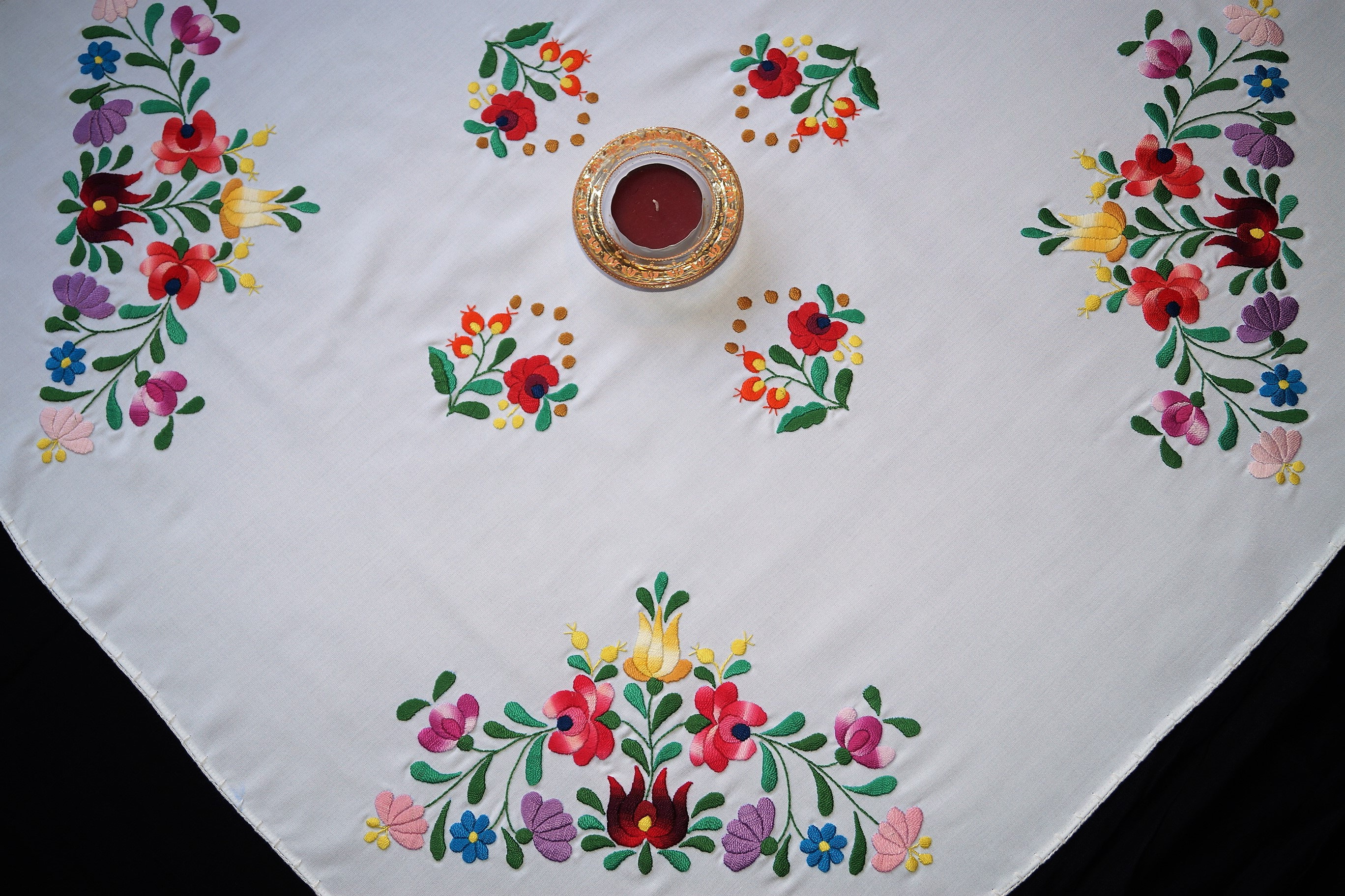 Hungarian Matyo Tablecloth 92.5/ 90 Cm Hand Embroidered Home - Etsy