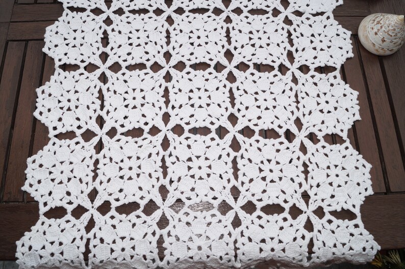 White Crochet Table Runner 75 Cm/40 Cm Table | Etsy
