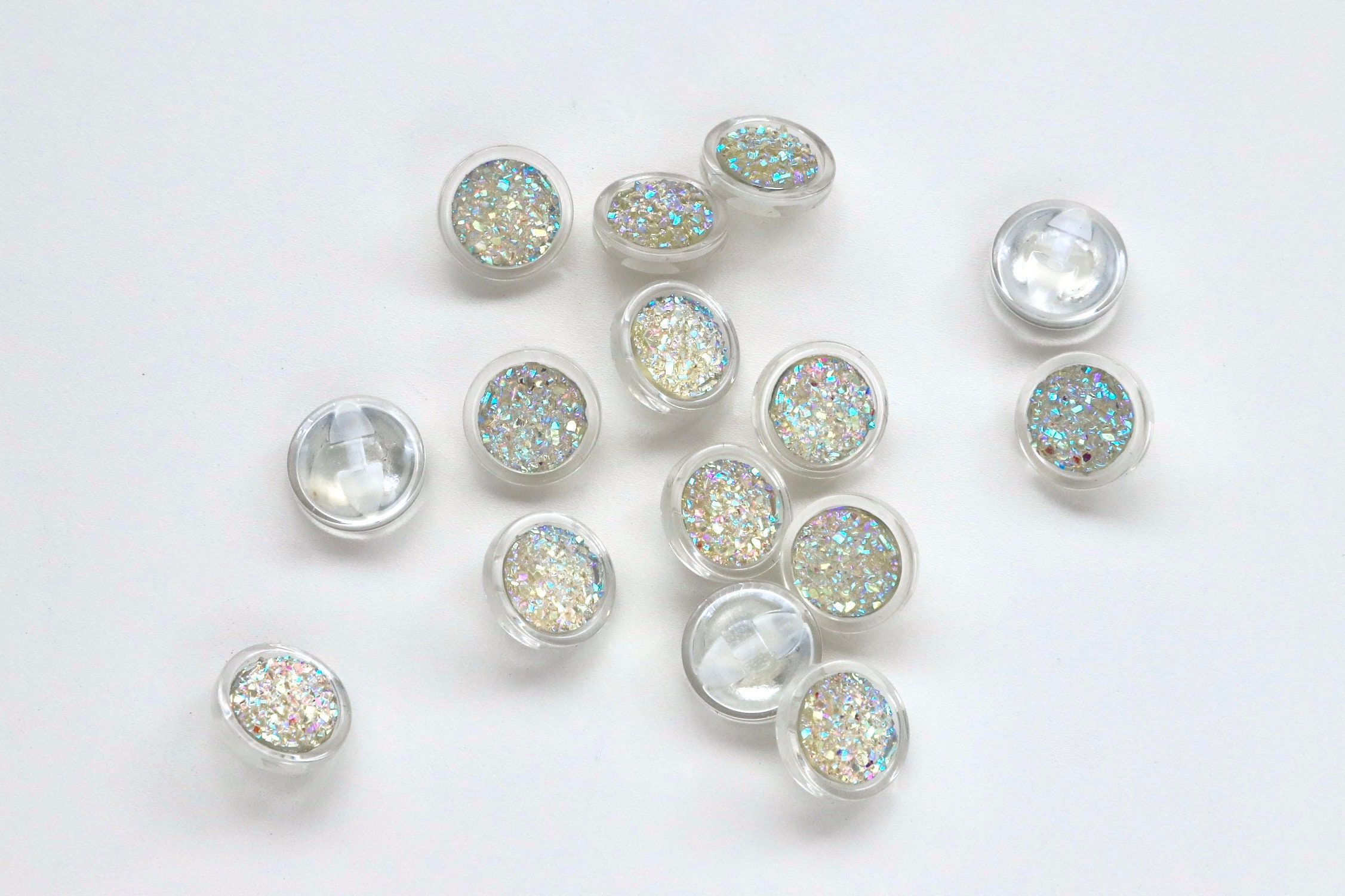 Iridescent Crystal Effect Button Made From Lightweight Plastic | Etsy