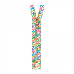 Fun Multicoloured Zips With Metal Teeth and Decorative Pull 20cm Jelly ...