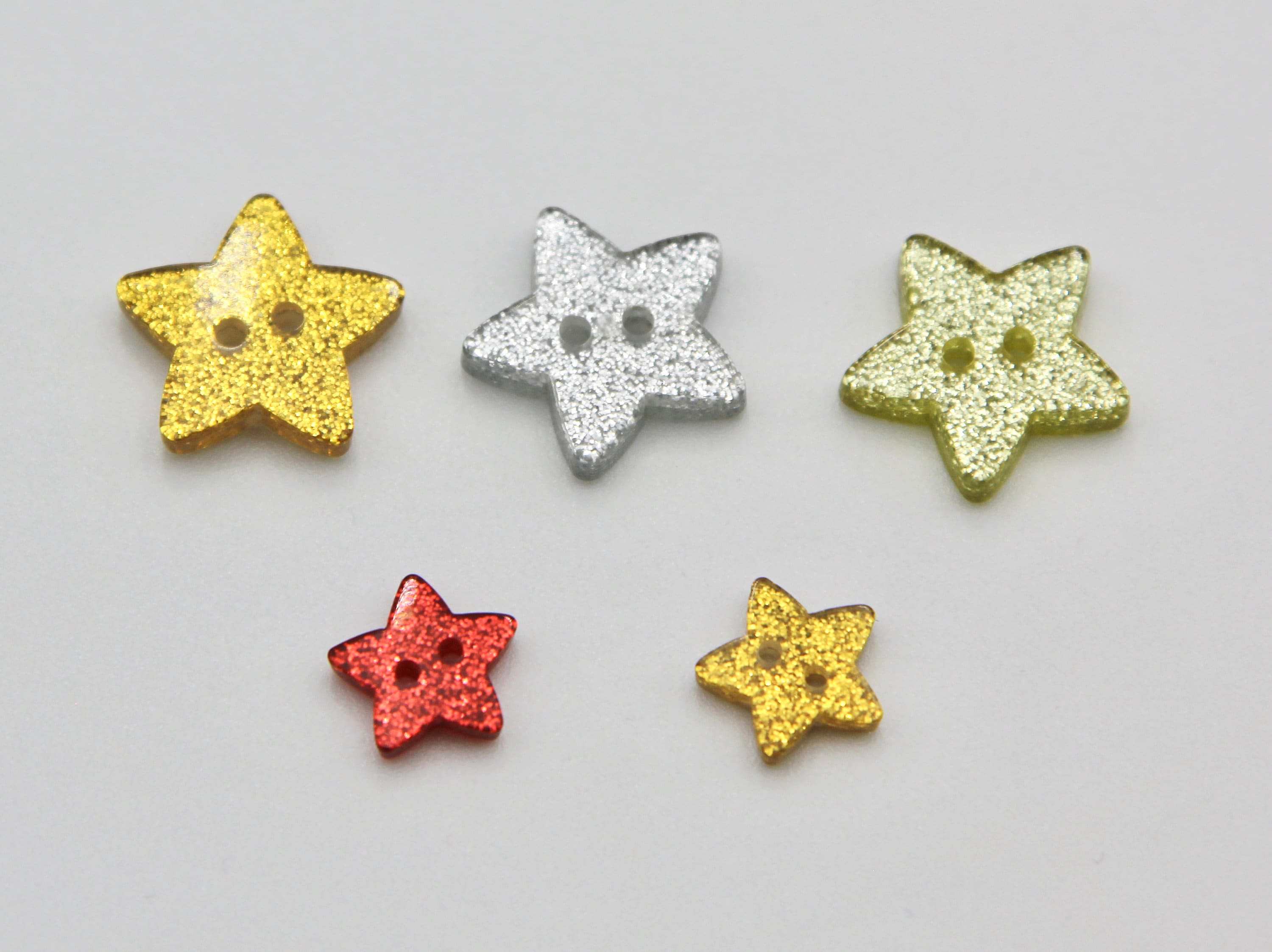 Pair of Star Shaped Buttons Gold/silver/red Glitter - Etsy UK
