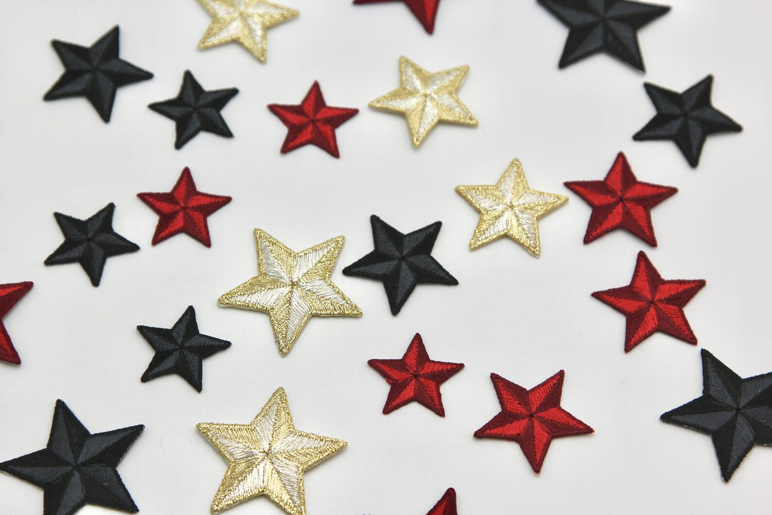 Star Motifs - Two Tone Embroidered Star Iron-on Motif 2cm, 4cm, Gold ...