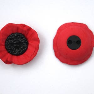 Poppy Buttons - Sew Through Red Flower Shaped Buttons - British Legion ...