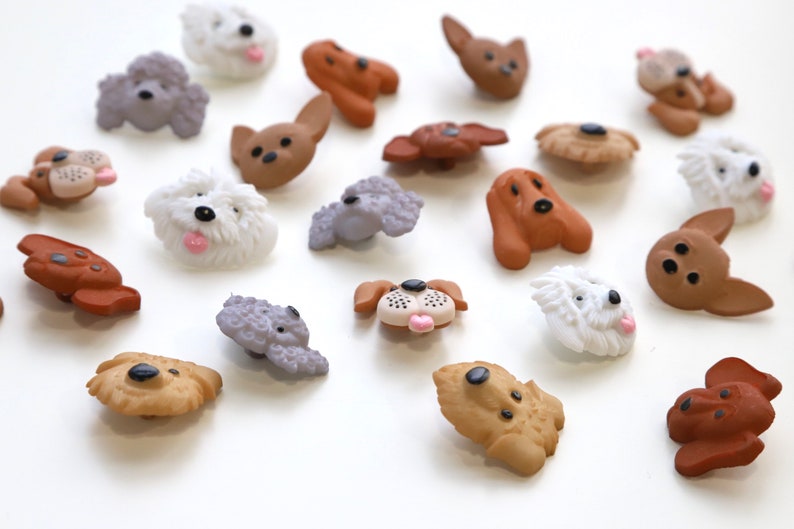 Dog Buttons - 3D Novelty Dogs - Sheepdog, Hound, Chihuahua, Spaniel ...