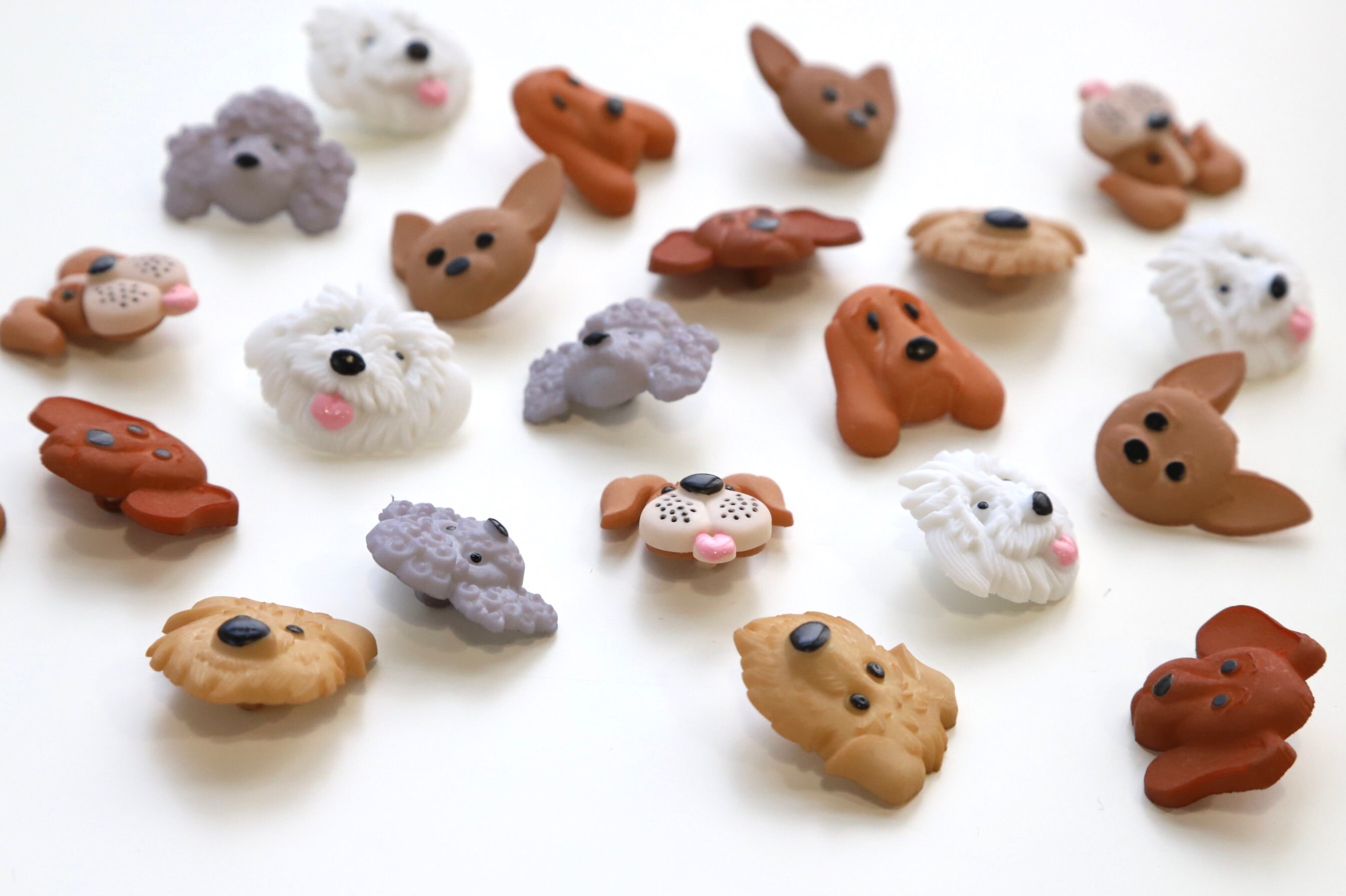 Dog Buttons - 3D Novelty Dogs - Sheepdog, Hound, Chihuahua, Spaniel ...