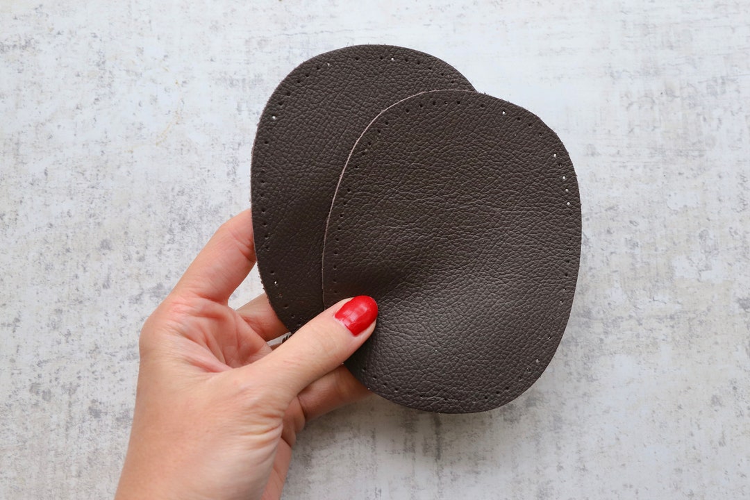 Nappa Leather Elbow Patches - Pair of Patches for Mending - Black ...