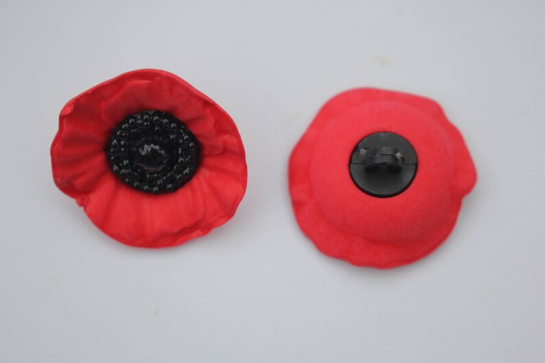 Poppy Button With Shank Red and Black 3D Shape | Etsy