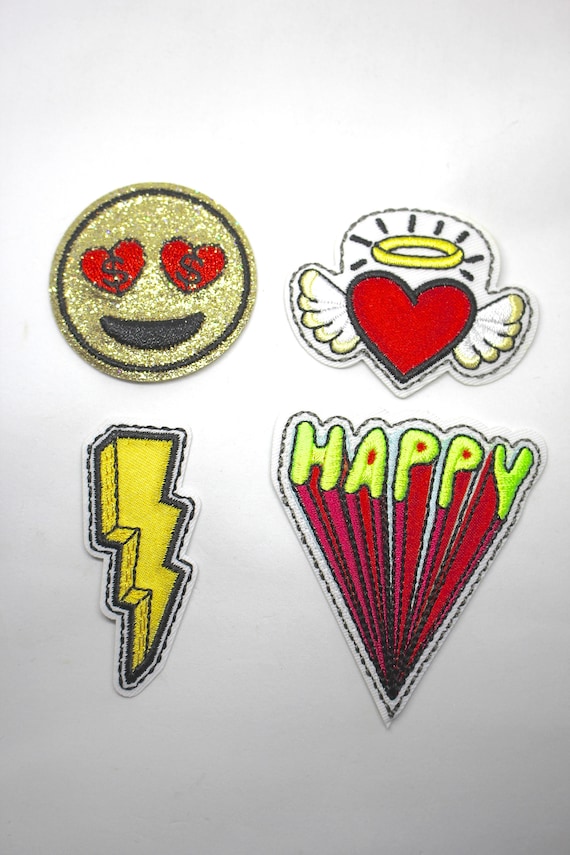 Bright Motifs Applique Patch Cartoon Emoji Pop Art | Etsy