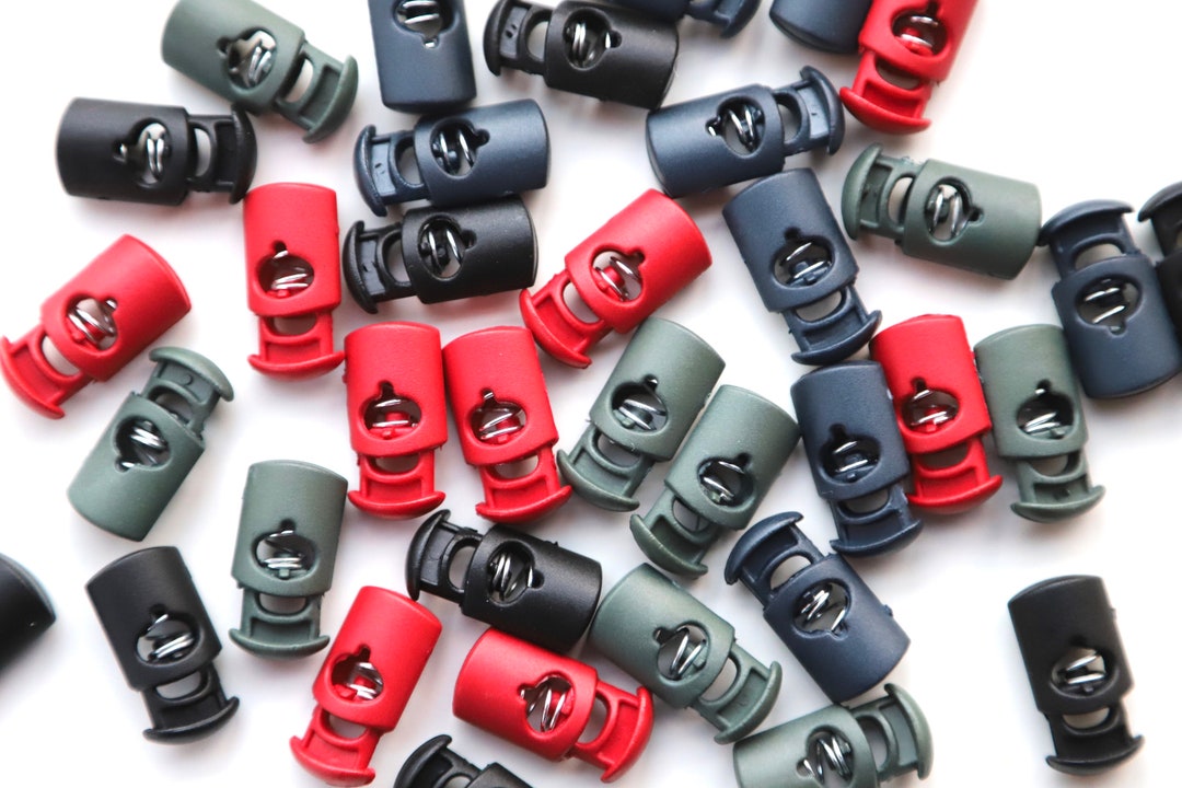 Pair of Drawstring Toggles - Sprung Plastic Anorak/hoody Toggle - Red ...