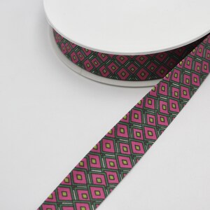 Geometric Deco Diamond Print Bias Binding - Various Colours - 25mm Wide ...
