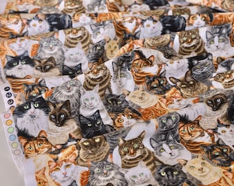 Cat Print Fabric | Etsy