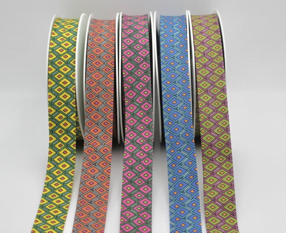 Geometric Deco Diamond Print Bias Binding Various Colours - Etsy UK
