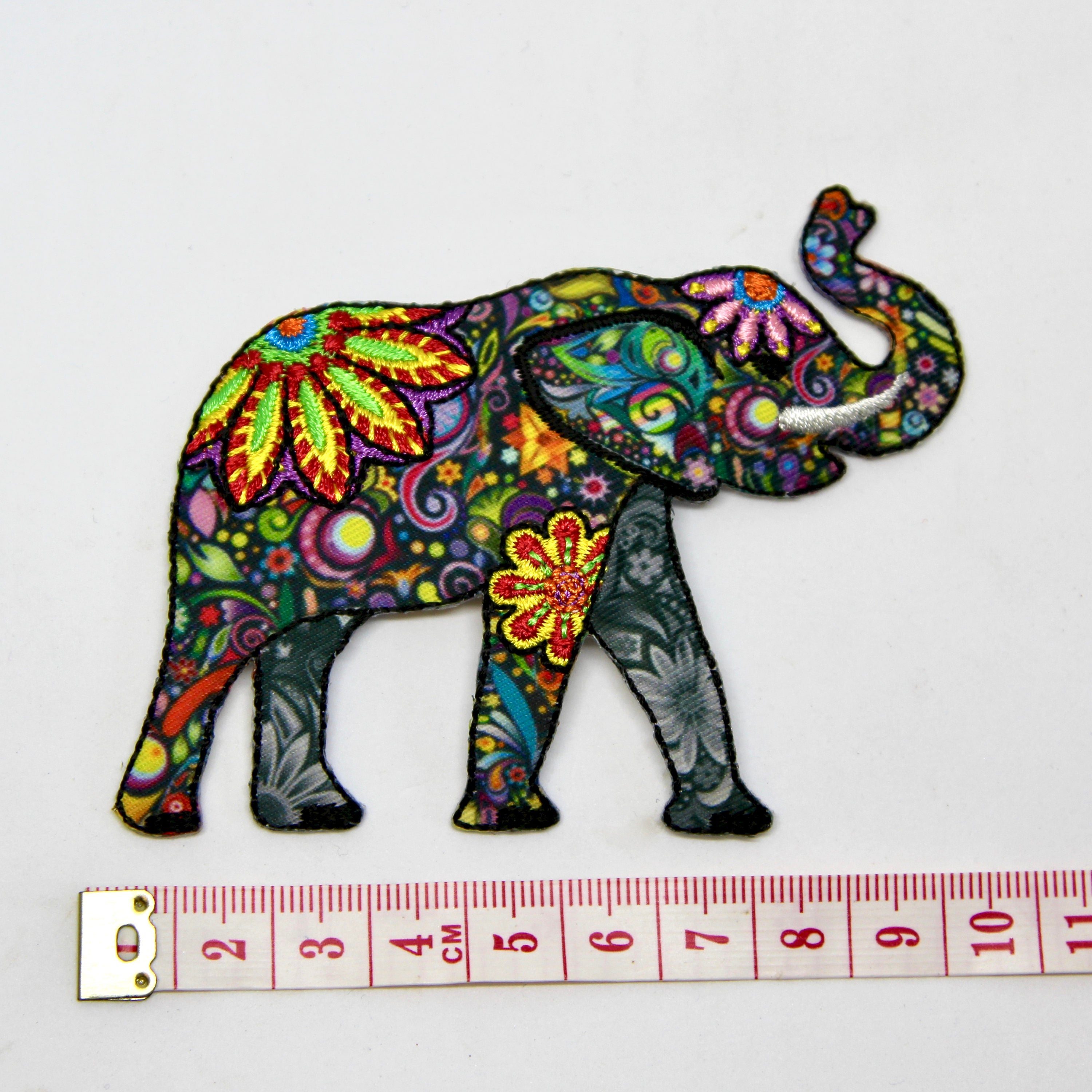 Psychedelic Elephant Iron on Motif Embroidered Applique - Etsy UK