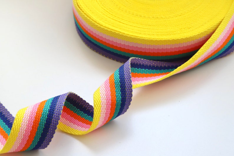 Multicoloured Striped Bag Strap Webbing in Four Rainbow Colour Ways ...