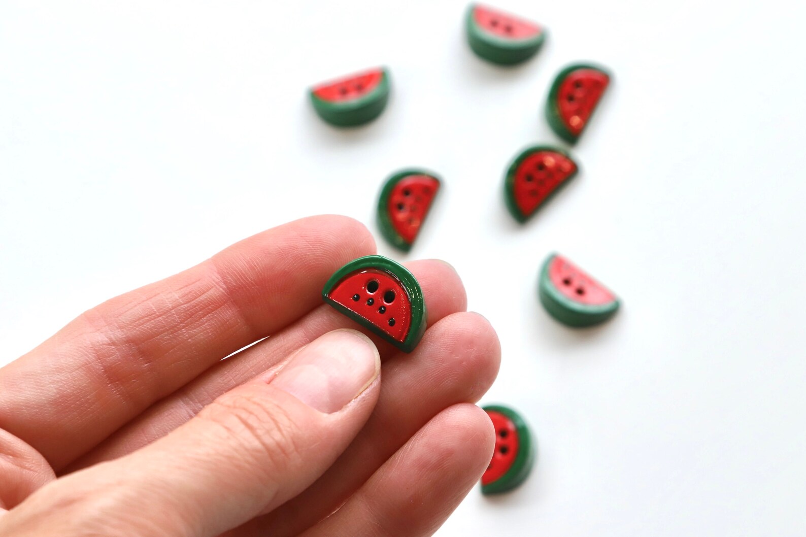 Pair of Watermelon Buttons - Novelty Red Fruit Shaped Buttons - Etsy