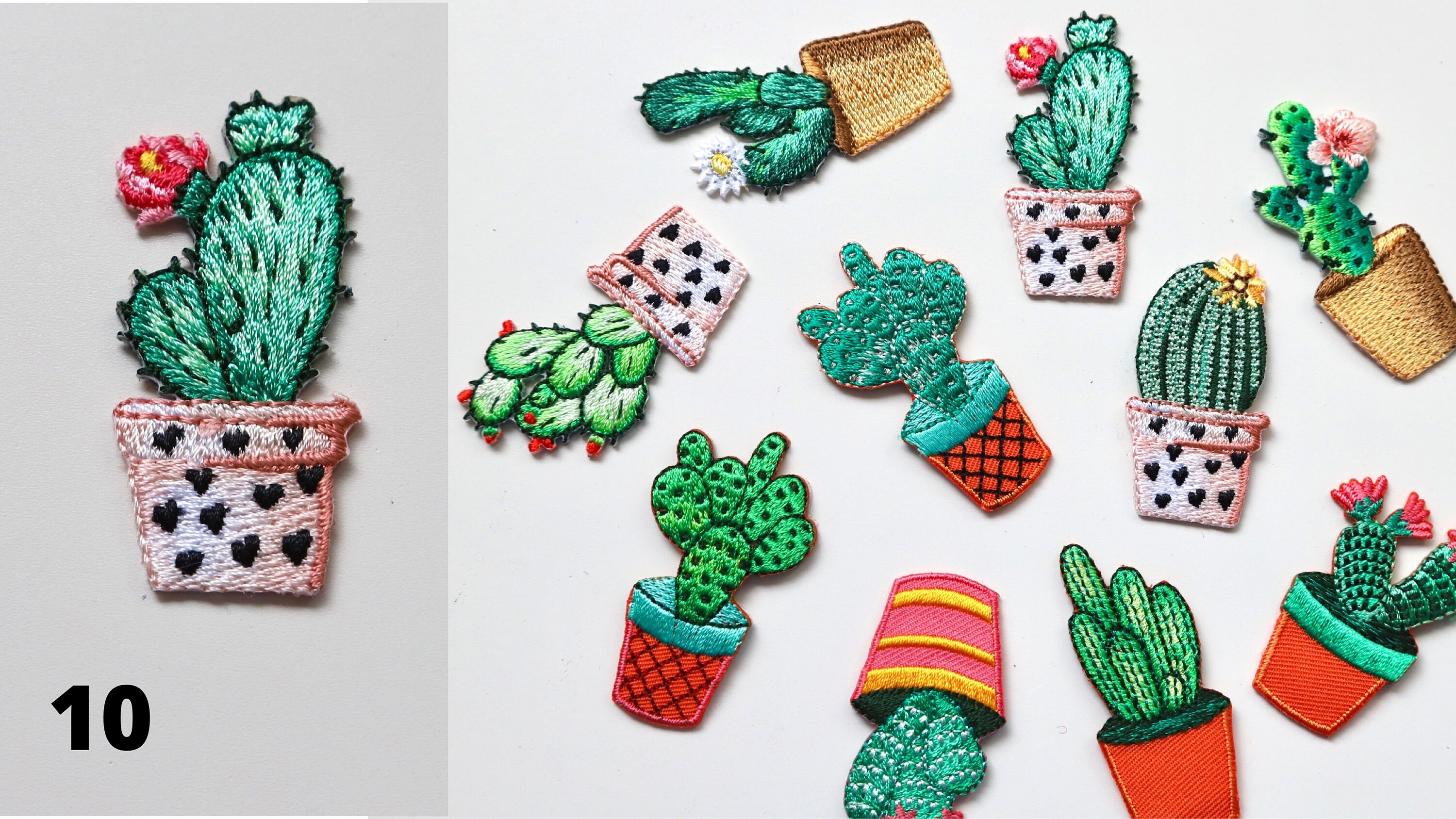 Iron on Cactus Patches 10 Styles Small Embroidered | Etsy UK