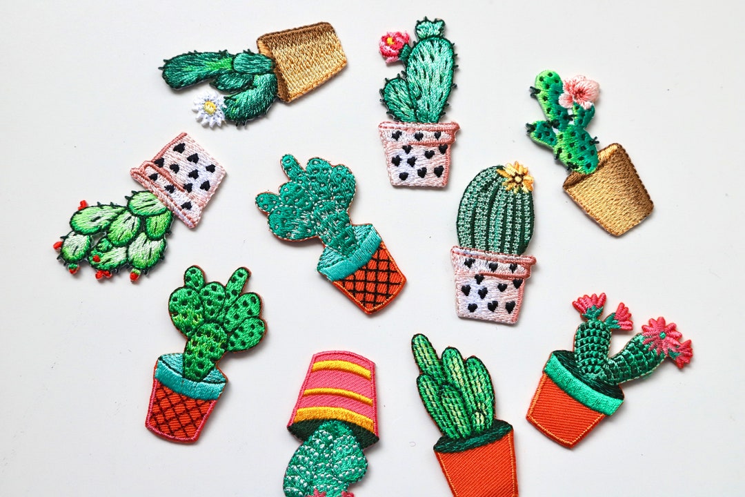 Iron On Cactus Patches 10 Styles Small Embroidered Appliqué Cacti