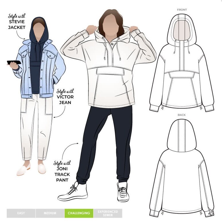 Kennedy Hooded Top Paper Sewing Pattern Style Arc Patterns - Etsy UK