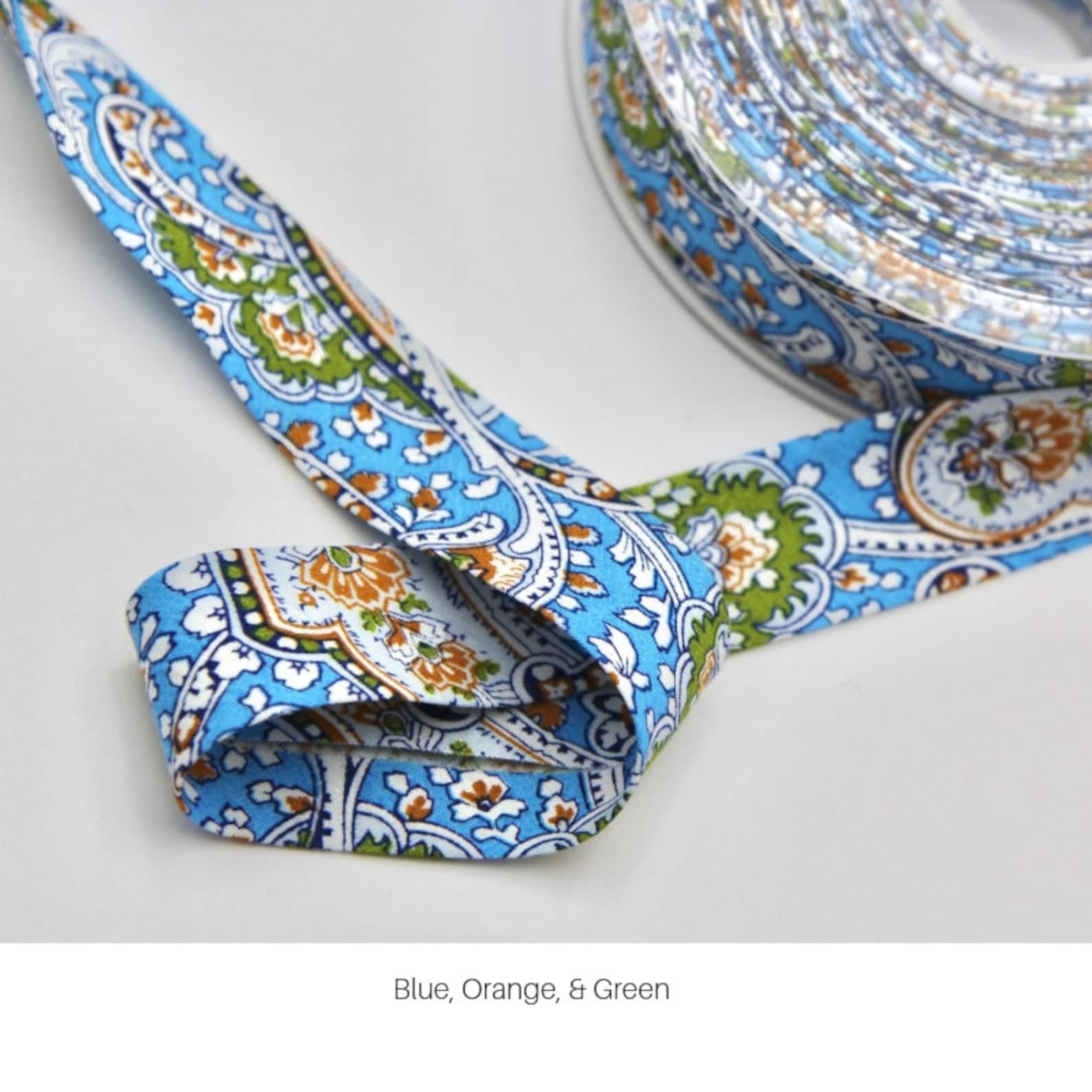 Bias Binding in Multicoloured Printed Paisley Patterns Soft | Etsy