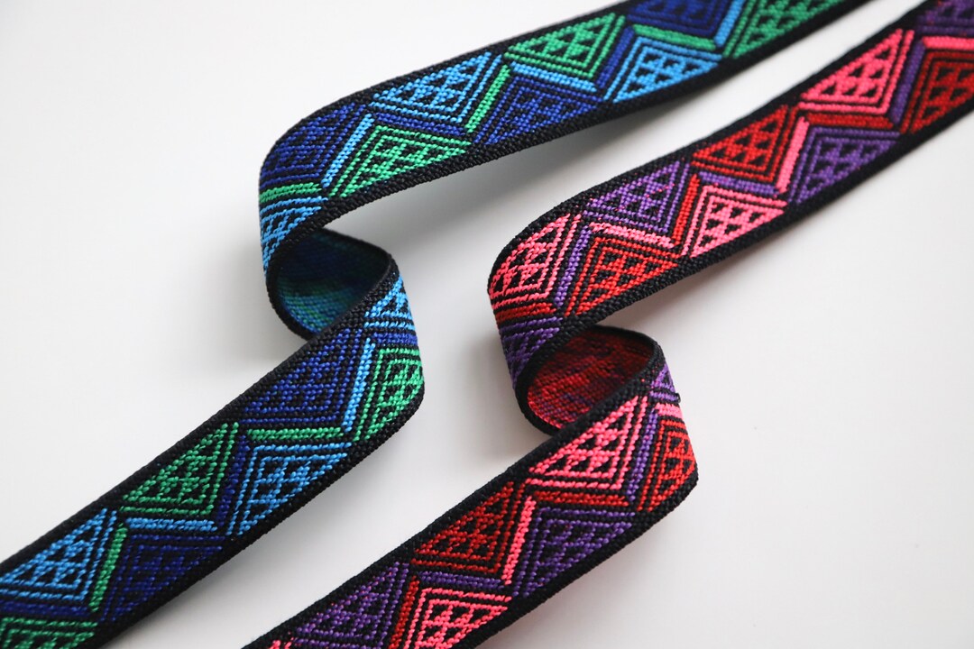 Great Quality Woven Geometric Elastic in Two Bright Colour Ways - 25mm ...