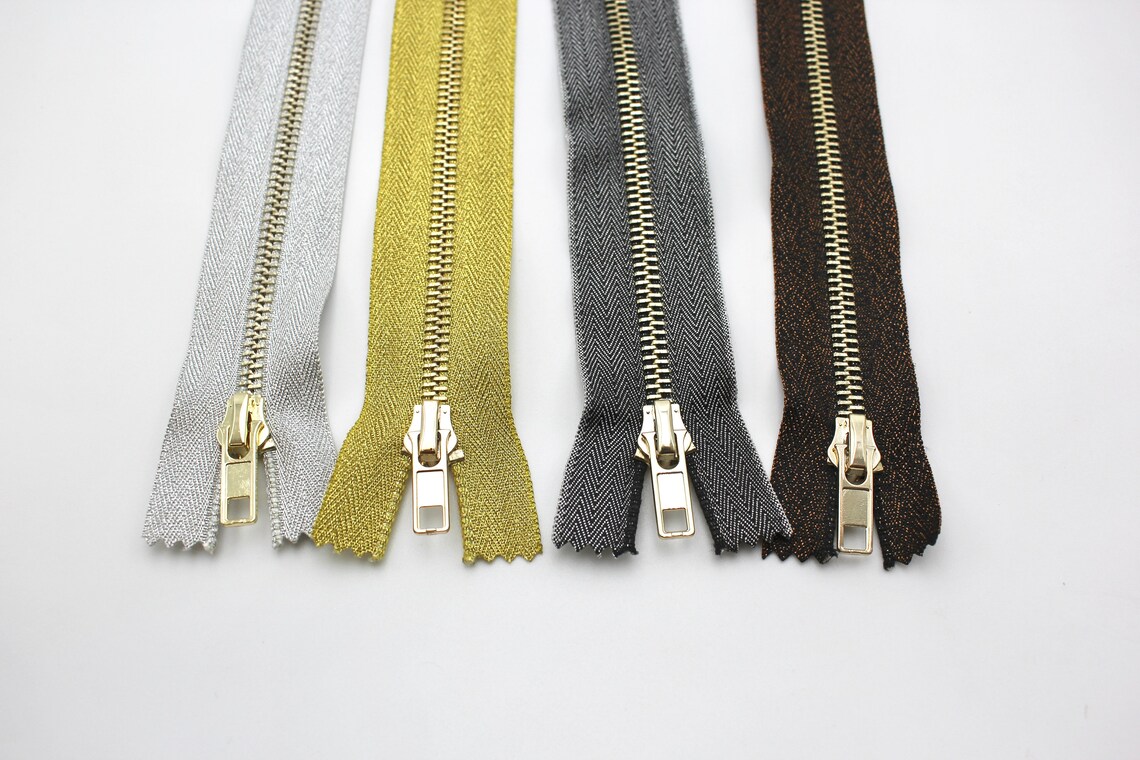 High Quality Metallic Zips in Silver Gold Copper/Black - Etsy 日本