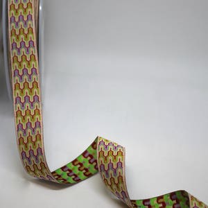 Ribbon - Fancy Woven Ribbon in an Art Deco Style Pattern - Grey, Pink ...