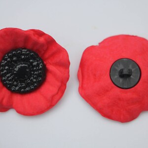 Poppy Button With Shank - Red and Black - 3D Shape - Etsy UK