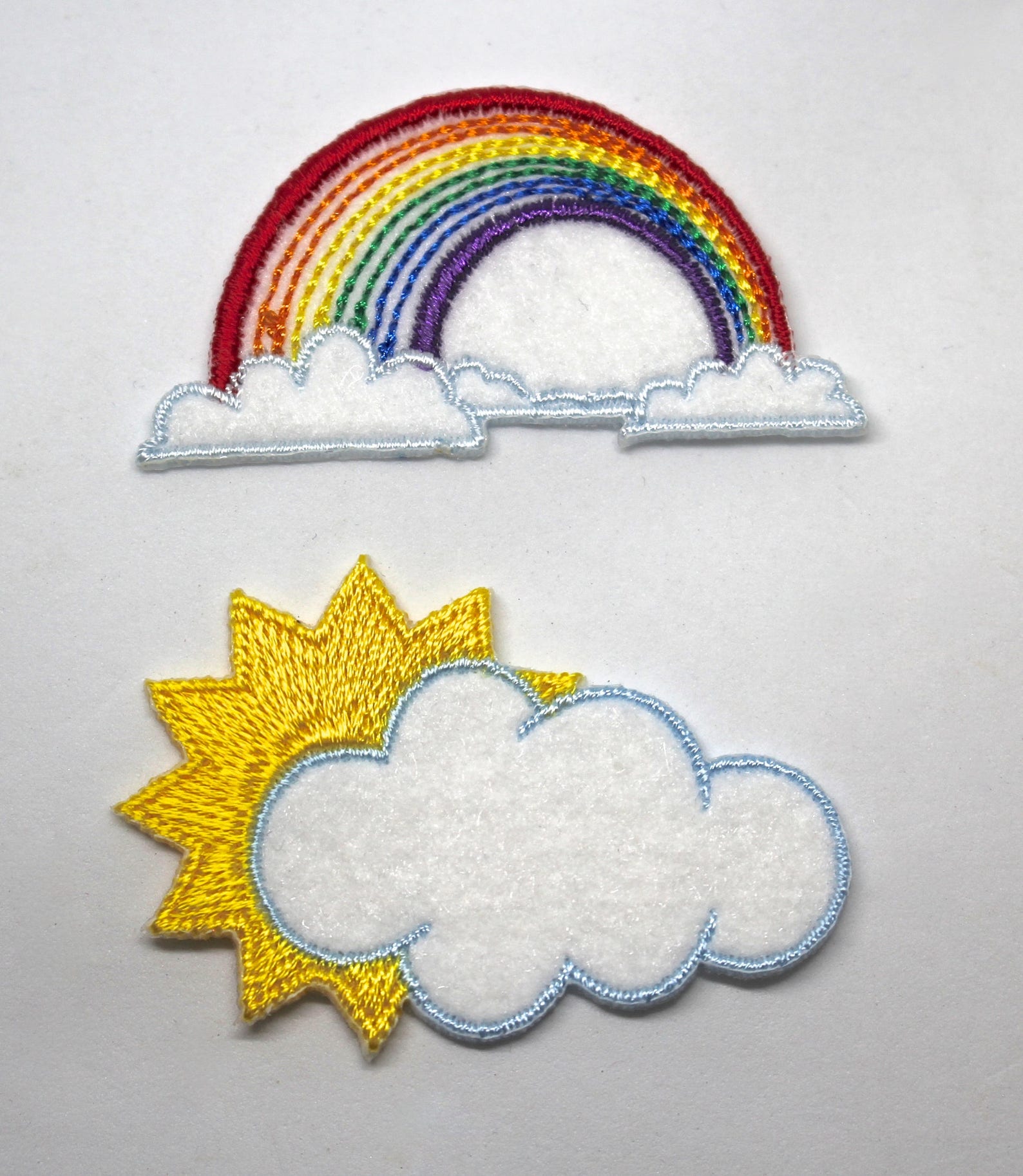 Iron on Embroidered Cloud Motifs/patches Rainbow and Cloud - Etsy UK
