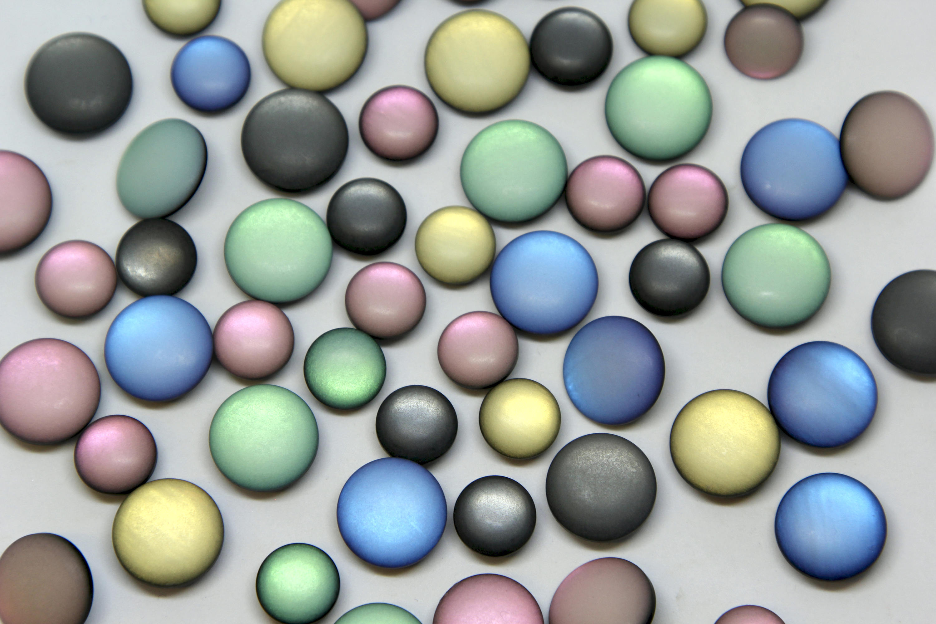 Pair of Frosted Dome Iridescent Buttons - Blue, Yellow, Pink, Green ...