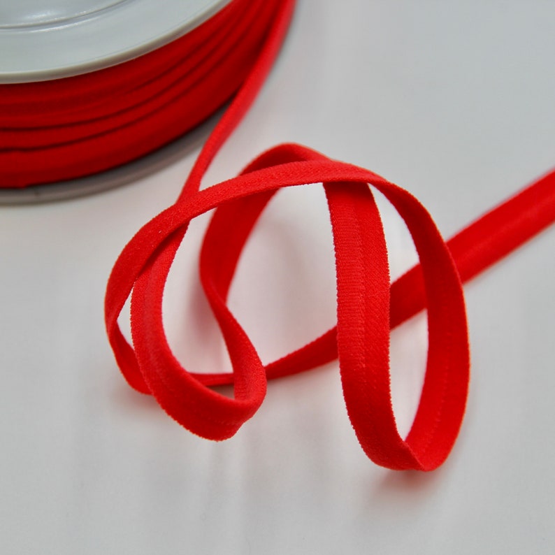 Super Soft Plush Elastic Piping With Flange -- 10mm Wide, Red, Blue ...