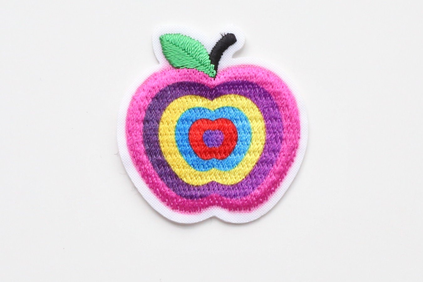 Apple Patch Iron on Embroidered Fruity Motif Rainbow - Etsy UK