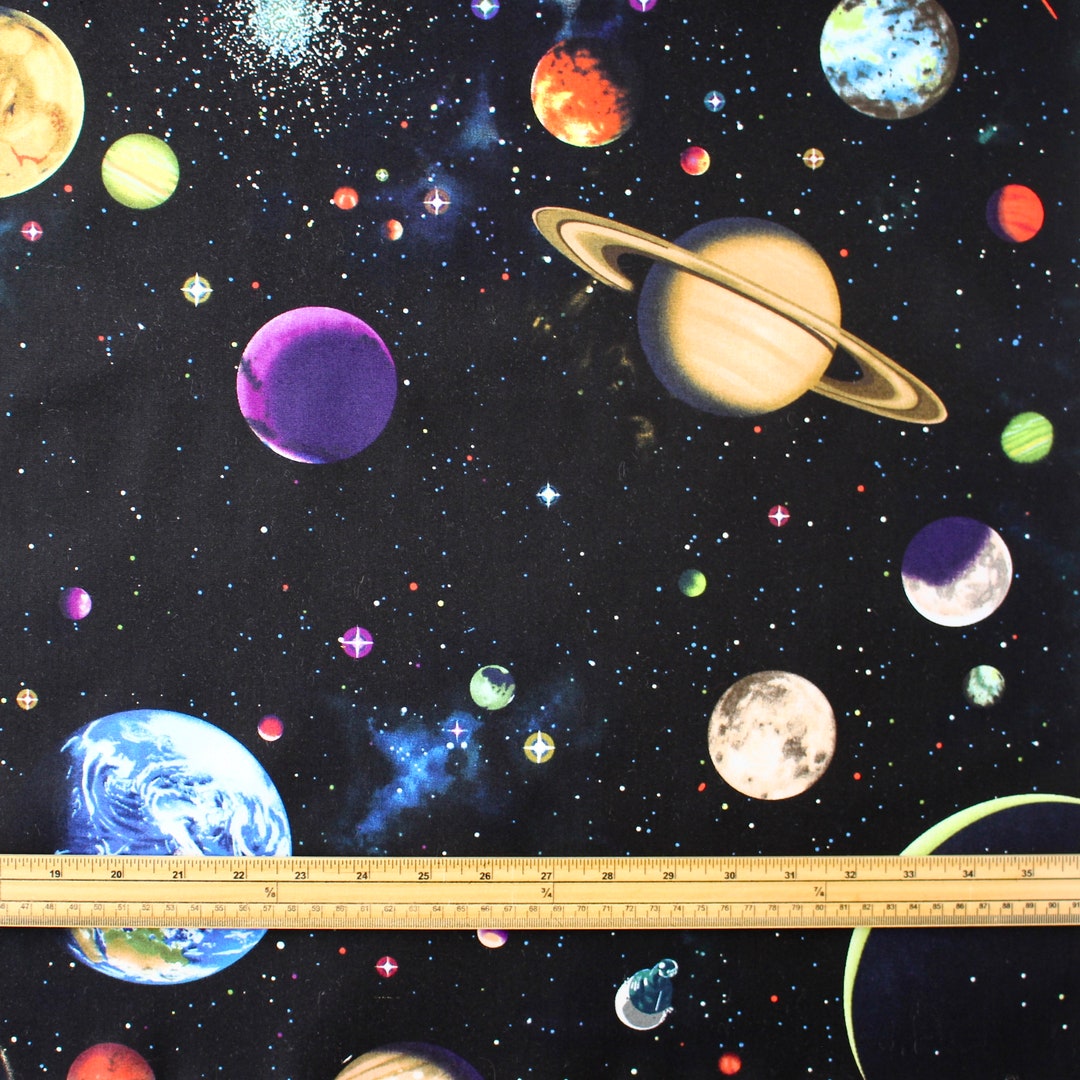 Space Print Fabric 100% Cotton 112cm Wide Stars and Planets Sold by ...
