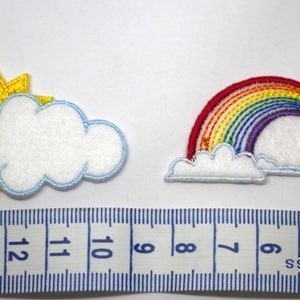 Iron on Embroidered Cloud Motifs/patches Rainbow and Cloud - Etsy UK