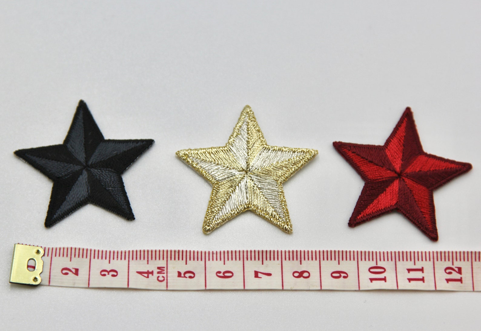 Star Motifs - Two Tone Embroidered Star Iron-on Motif 2cm, 4cm, Gold ...