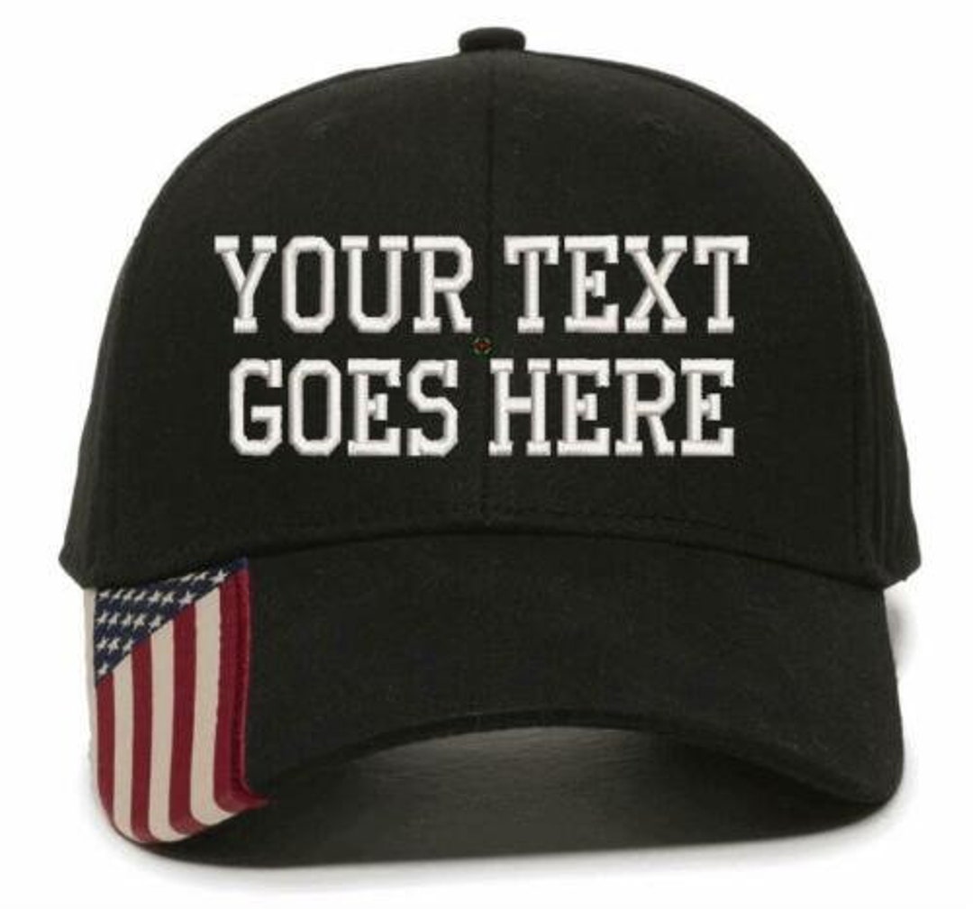 Your Text Goes Here - Custom Embroidered Adjustable US Flag - Unisex ...