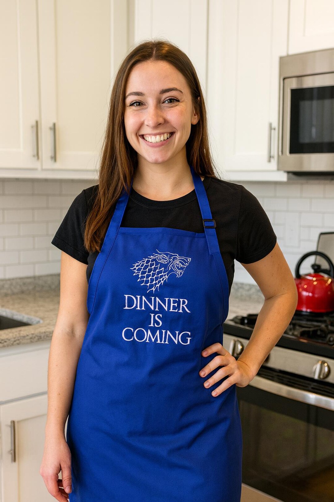 Dinner is Coming Wolf Apron - Full-length Embroidered, Stain-release ...