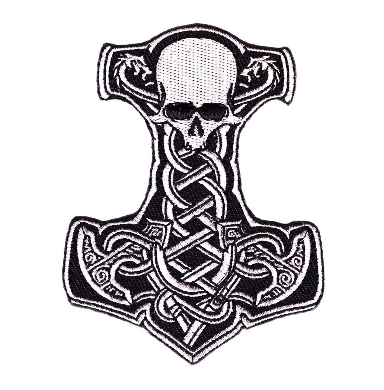 Embroidered Thor's Hammer Skull Patch: Viking Odin Iron-on Applique - Etsy