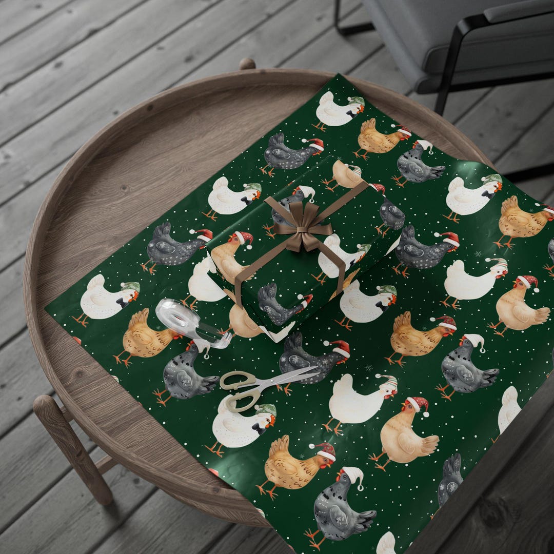 Whimsical Festive Chicken Wrapping Paper Roll - Etsy