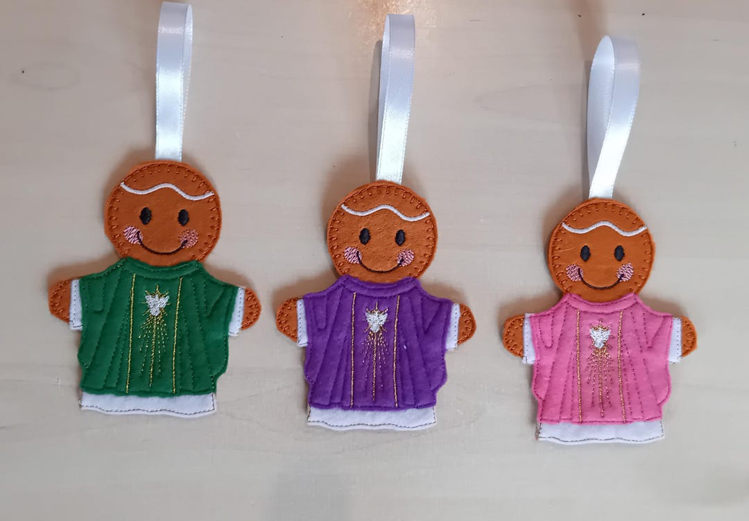 Gingerbread Man Catholic Priest Hanging Felt Ornament - Etsy