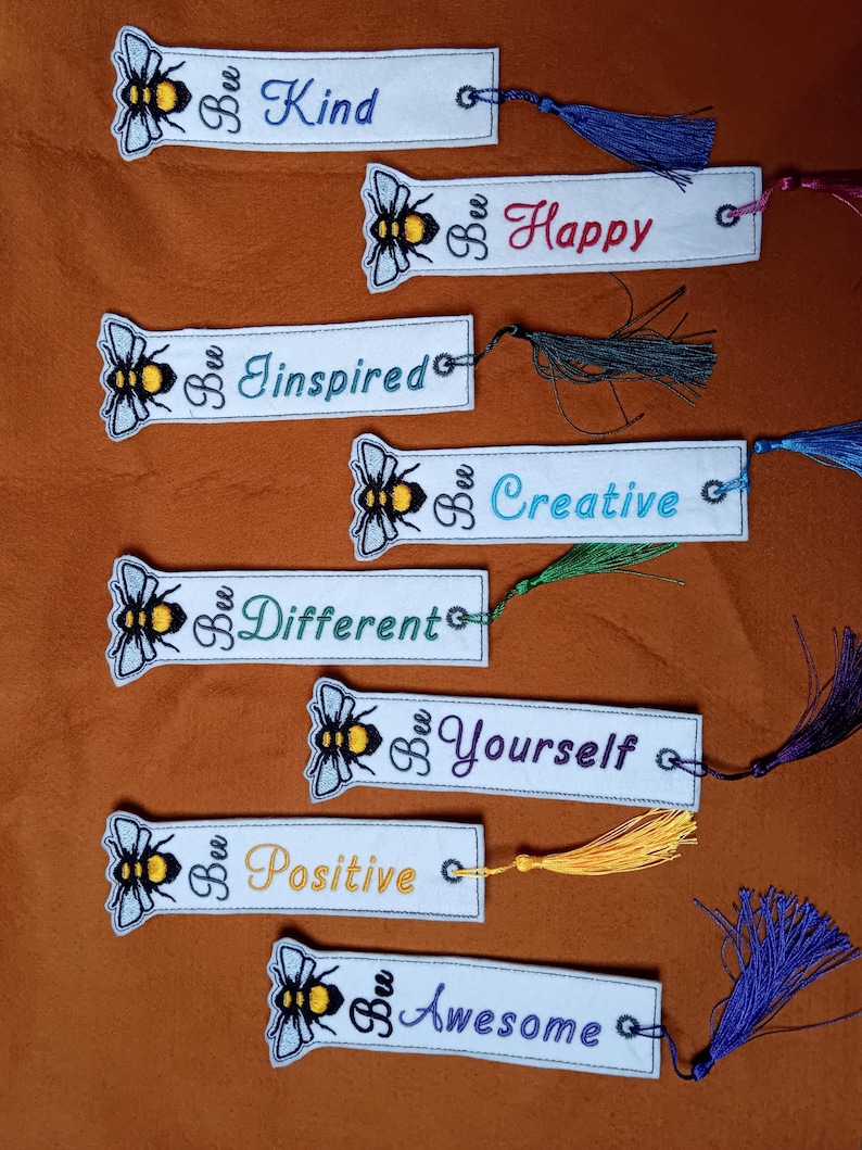 Bee Themed Machine Embroidered Felt Bookmark (choice of 8) - Etsy