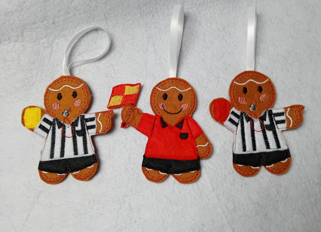 Football (soccer) Referee and Linesman Gingerbread Hanging Felt ...