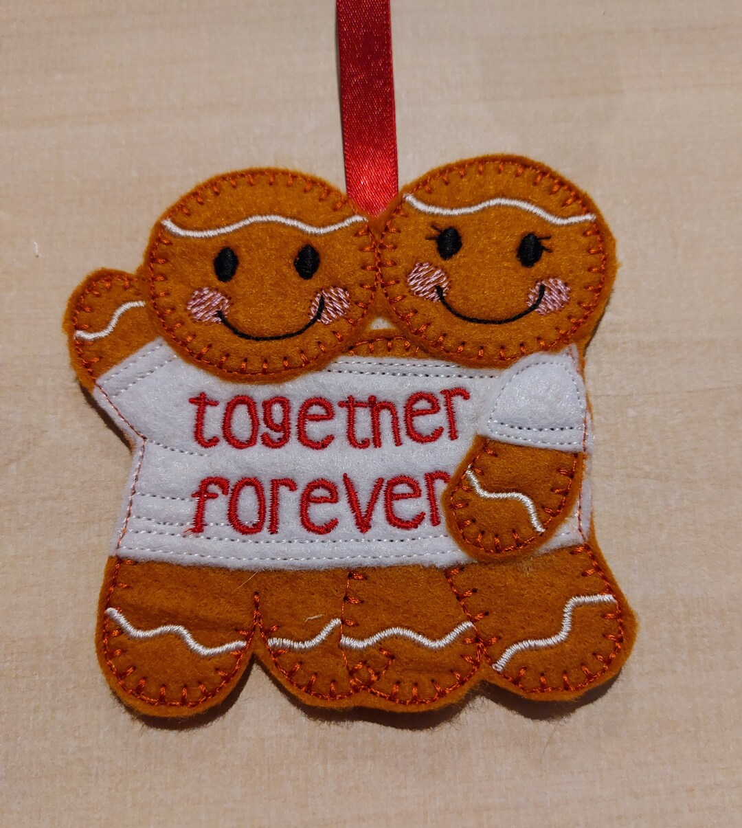 Together Forever Gingerbread Couple Hanging Felt Ornament - Etsy