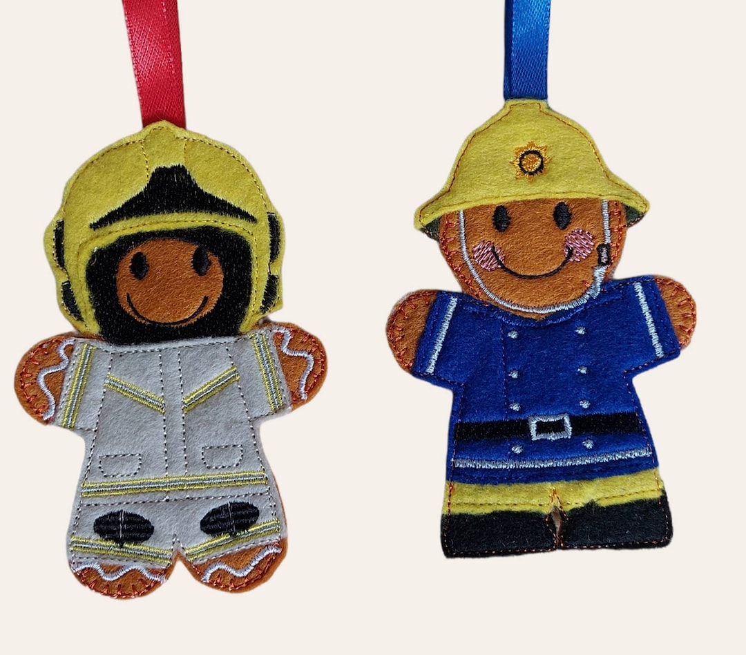 Firefighter/ Tradition Fireman Gingerbread Person Hanging Felt Ornament ...